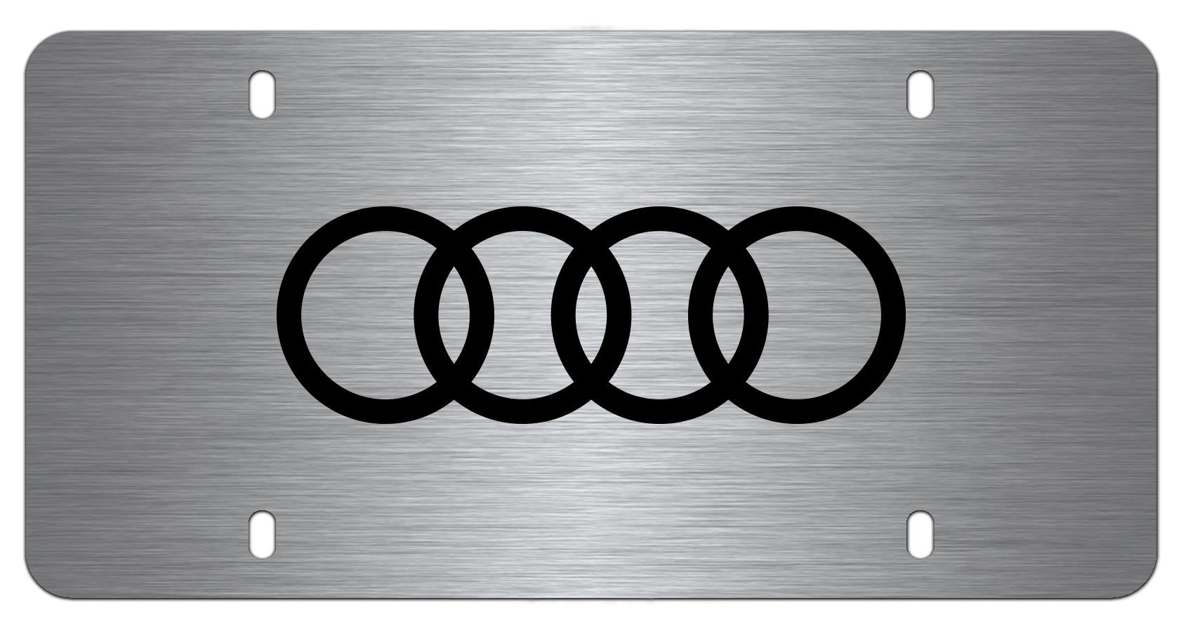 Genuine Laser-Etched Audi Rings Vanity Plate | Brushed Stainless ...