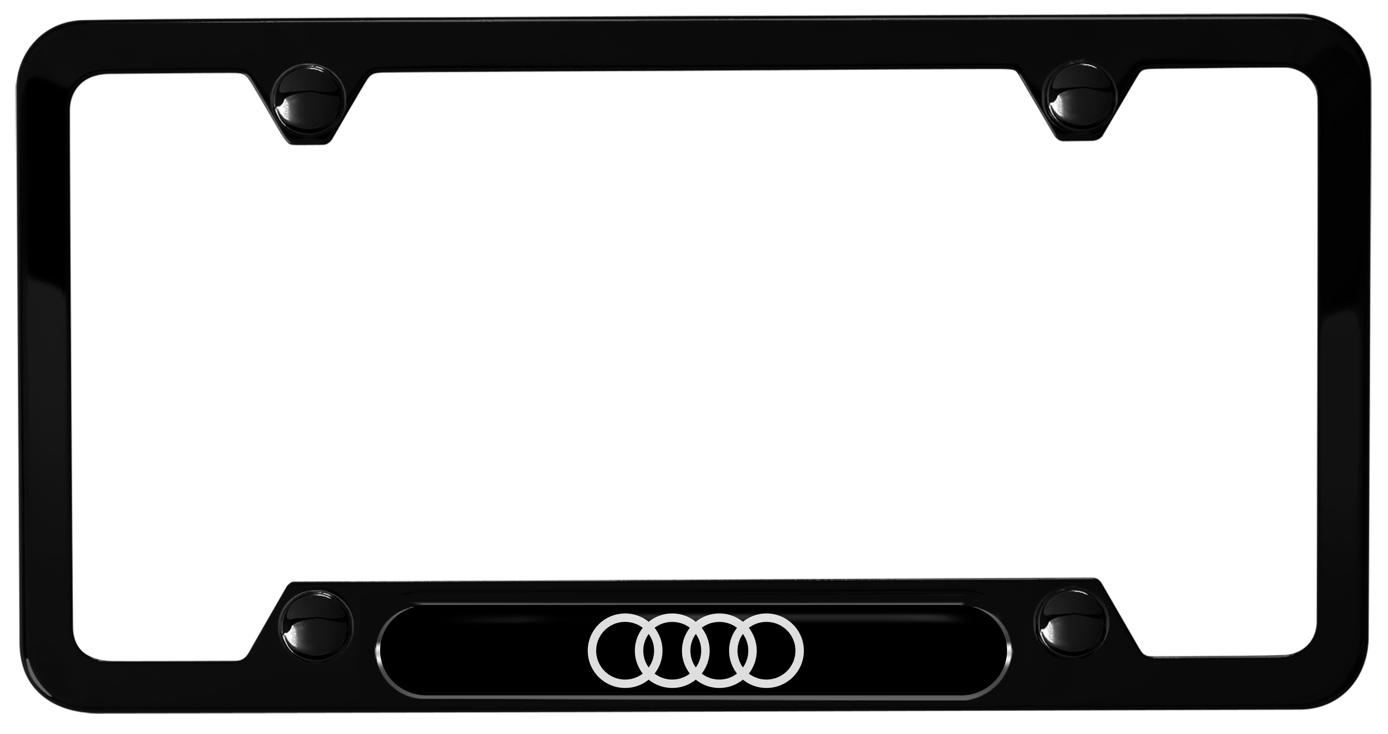 Genuine Audi Rings License Plate Frame | Black Powder Coated Stainless ...