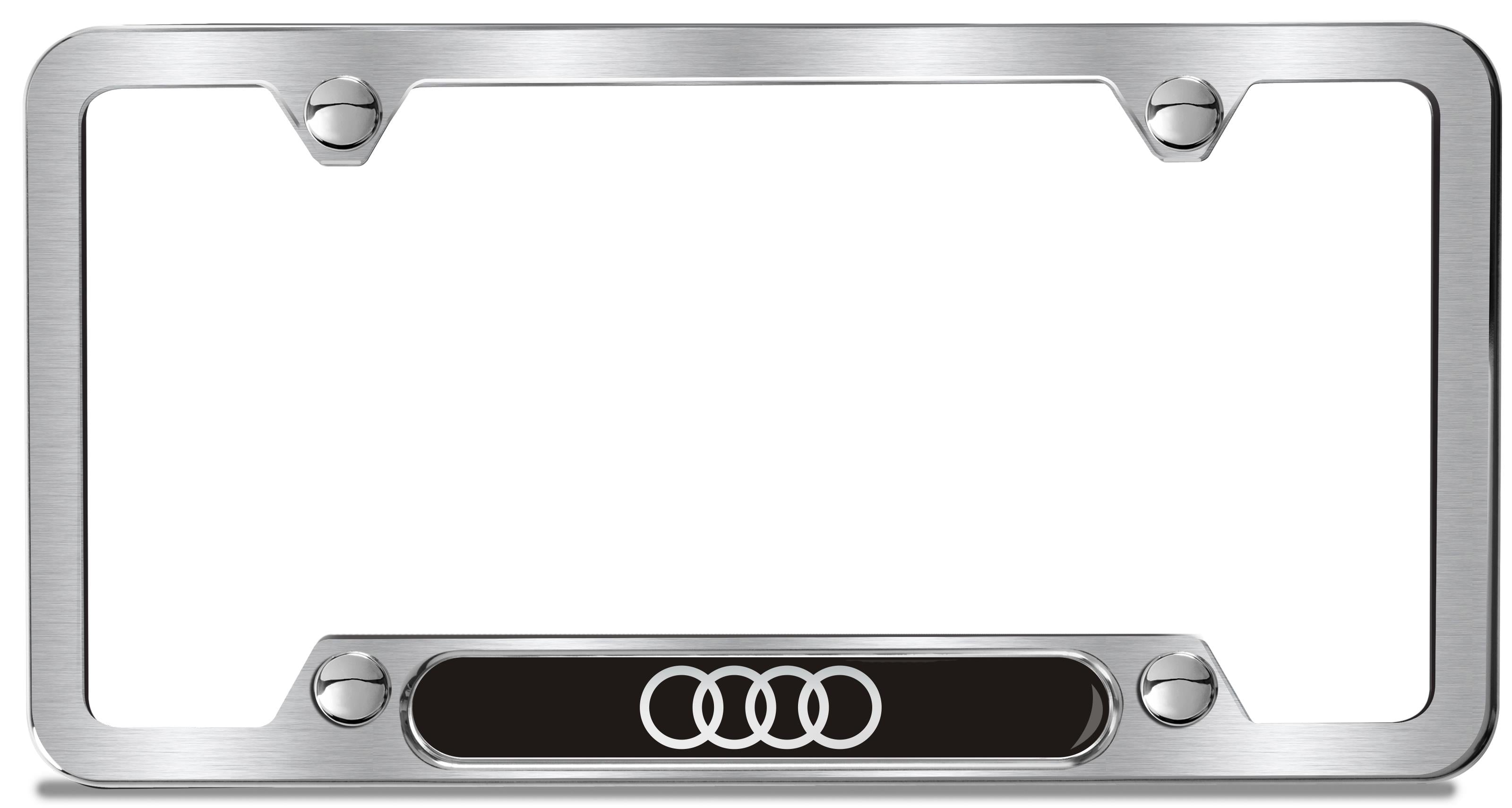 Genuine Audi Rings License Plate Frame | Brushed Stainless Steel ...
